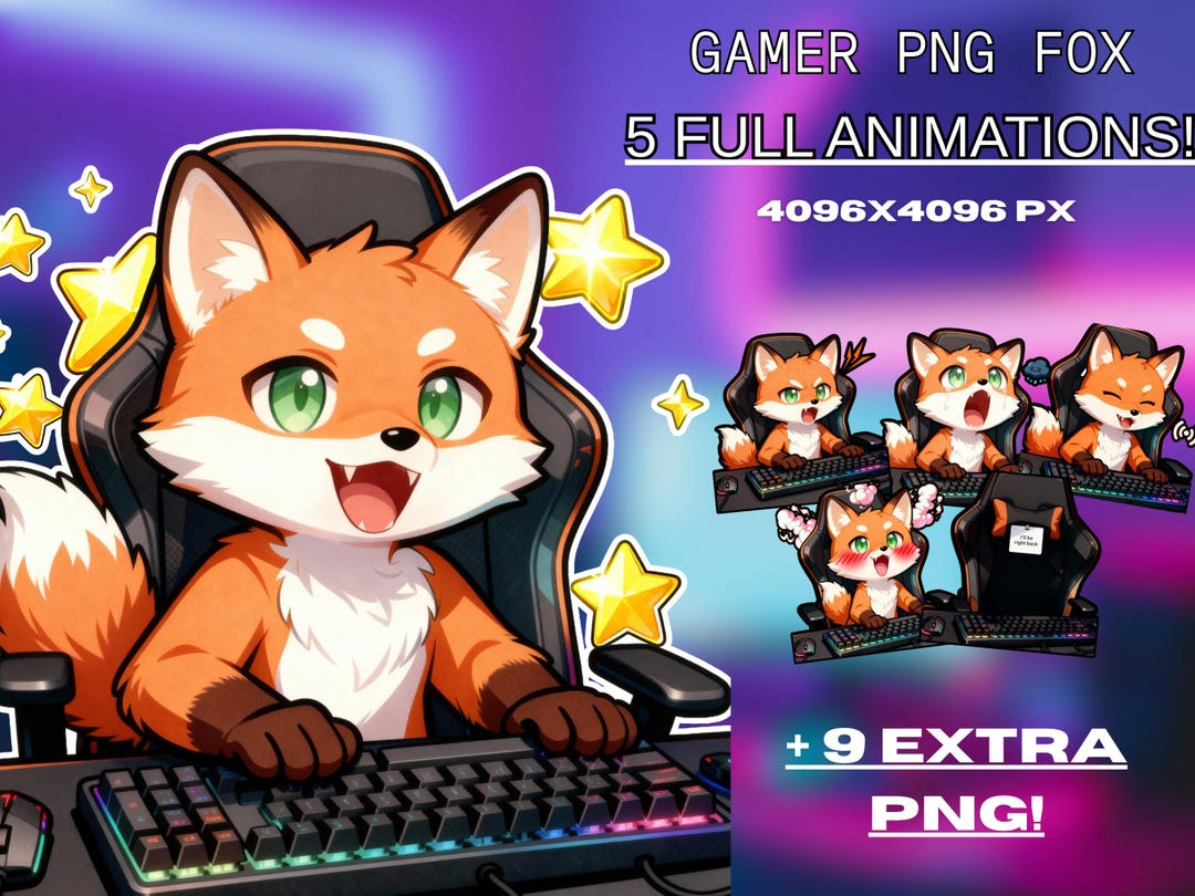 Gamer Fox Pngtuber | Cute Red Fox | Twitch Streaming Avatar | Vtuber ...