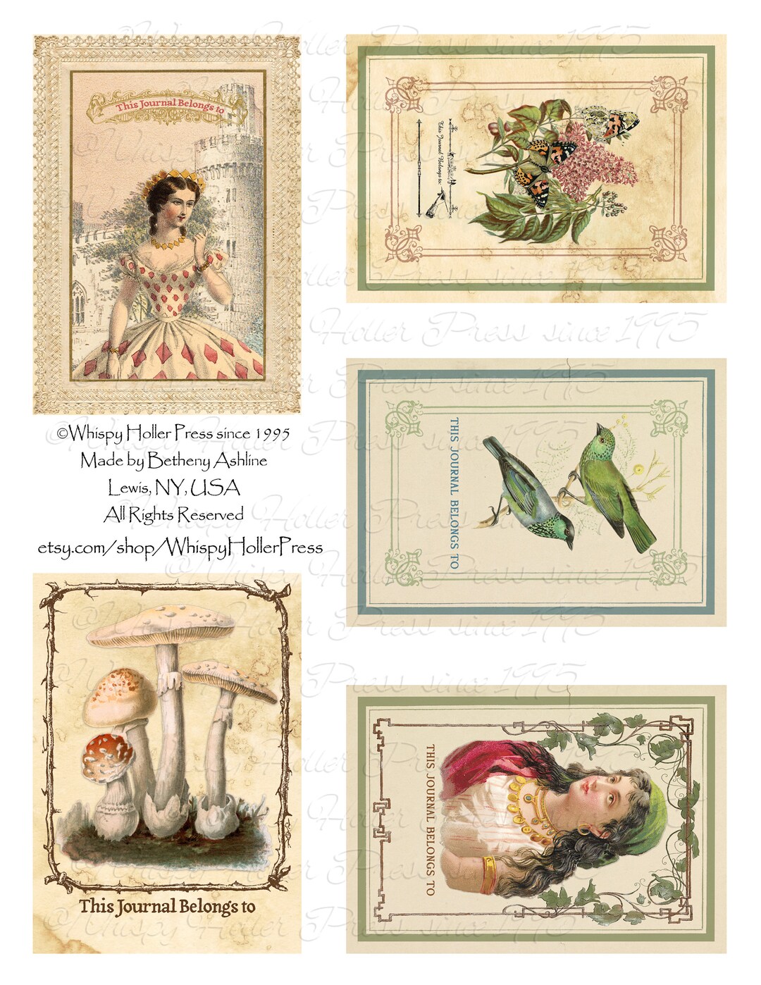 Journal Bookplates Printable Digital Download, Vintage Design Elements ...