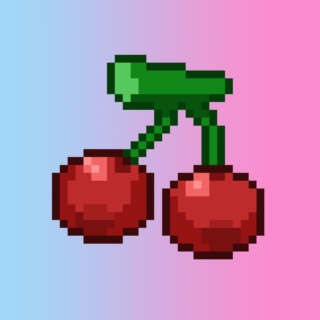 Cherry Pixel Art Sticker ACNH Inspired, Retro Gamer Stickers, Notebook Decal - Etsy