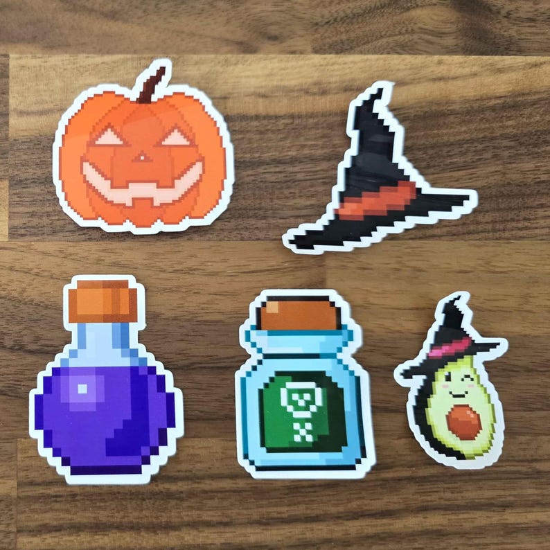 Jack-o-lantern Pixel Art Stickers - Halloween, Fall, Pumpkin ...