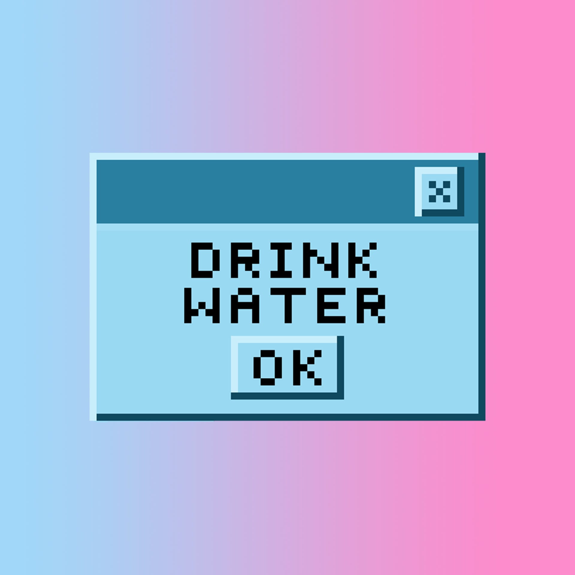Drink Water Pop up Pixel Art Sticker Reminder, Waterproof, Notebook ...