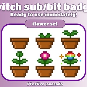 Flower Sub Badge for Twitch Streamer Badge, Bit, Pixel Art, Discord - Etsy