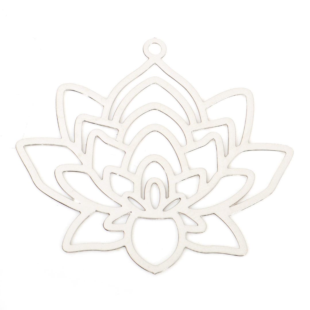 2 Stainless Steel Filigree Lotus Flower Pendants 34x31 Mm - Etsy