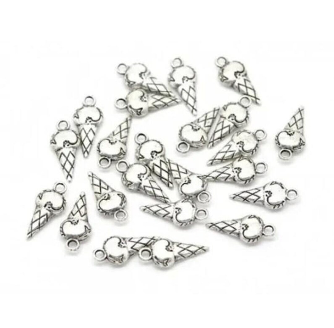 Set of 5 Silver Ice Cream Cone Charms 18 Mm in Tibetan Silver - Etsy