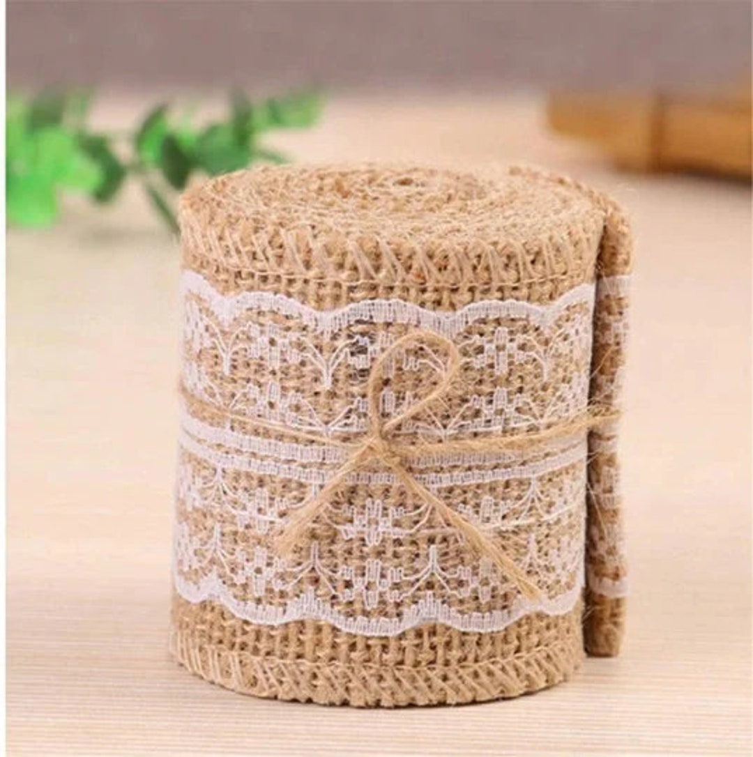 90 centimètres Ruban Toile de Jute et dentelle blanche - Etsy France