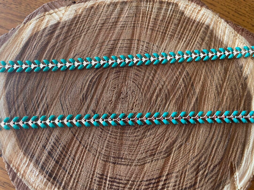 50 Cm Silver Enamelled Chevron Spike Chain - Etsy