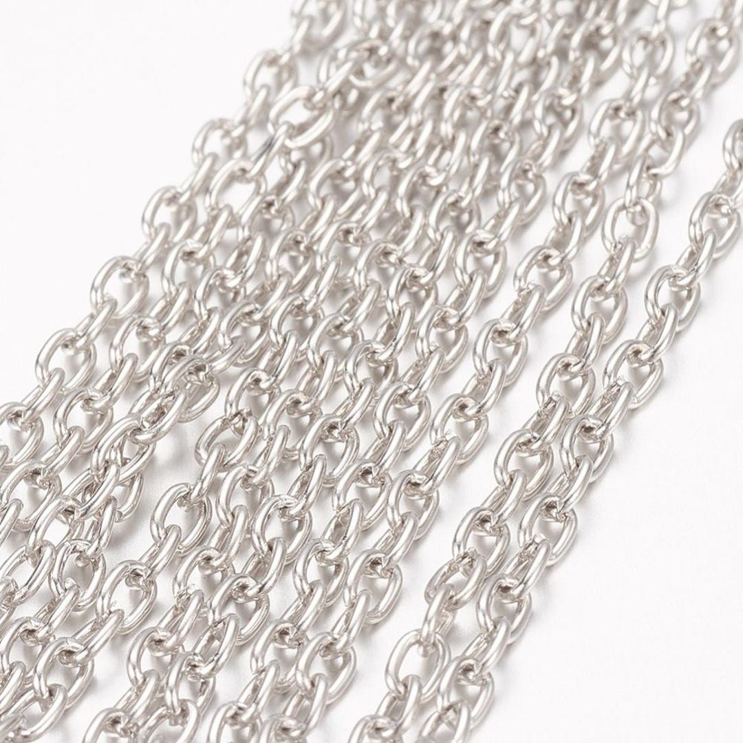 Oval Mesh Chain in Matt Silver Brass 3x2 Mm Sold by 2 Meters REF001 - Etsy