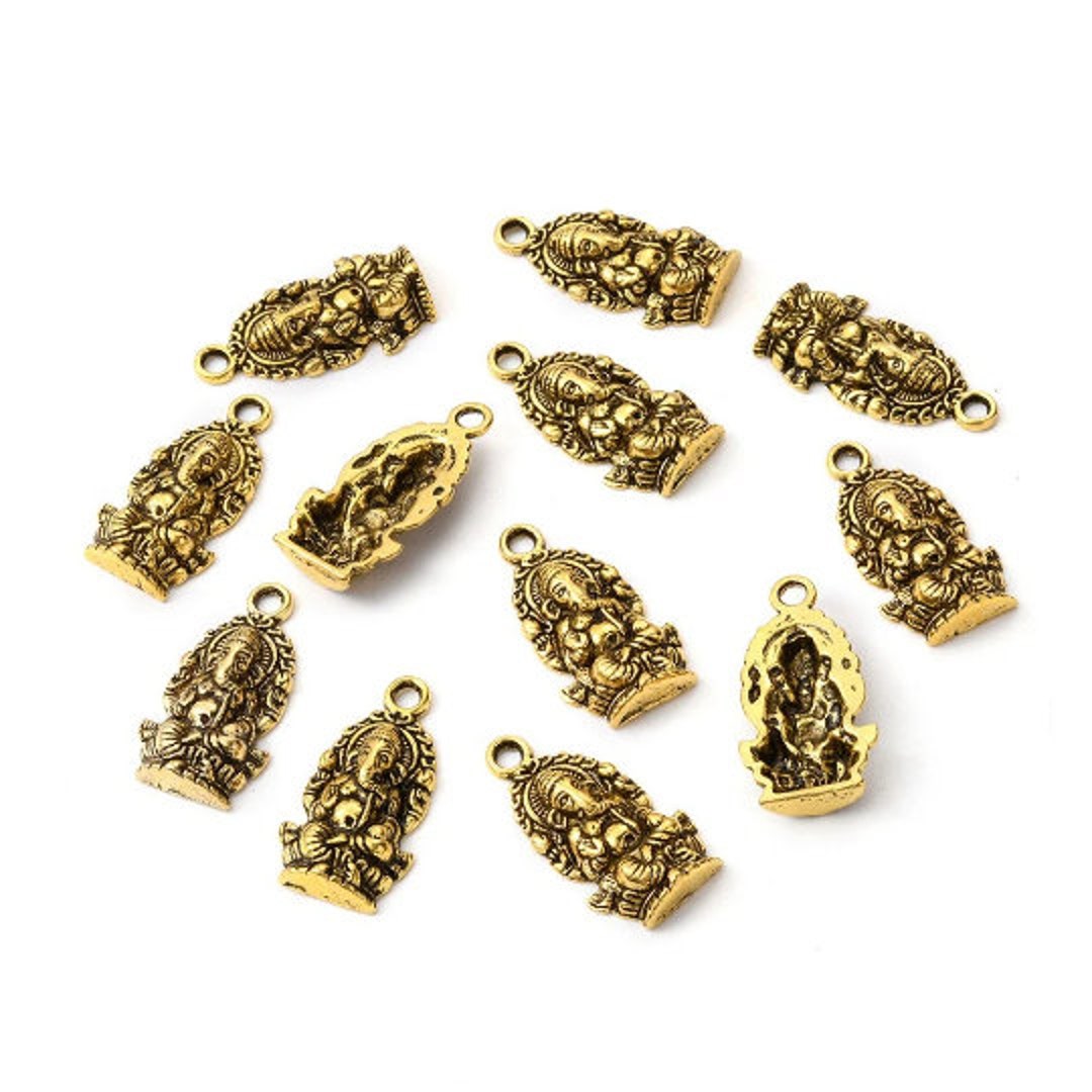 Set of 5 Buddha Ganesh Charms in Tibetan Silver 27x14 Mm Gold - Etsy