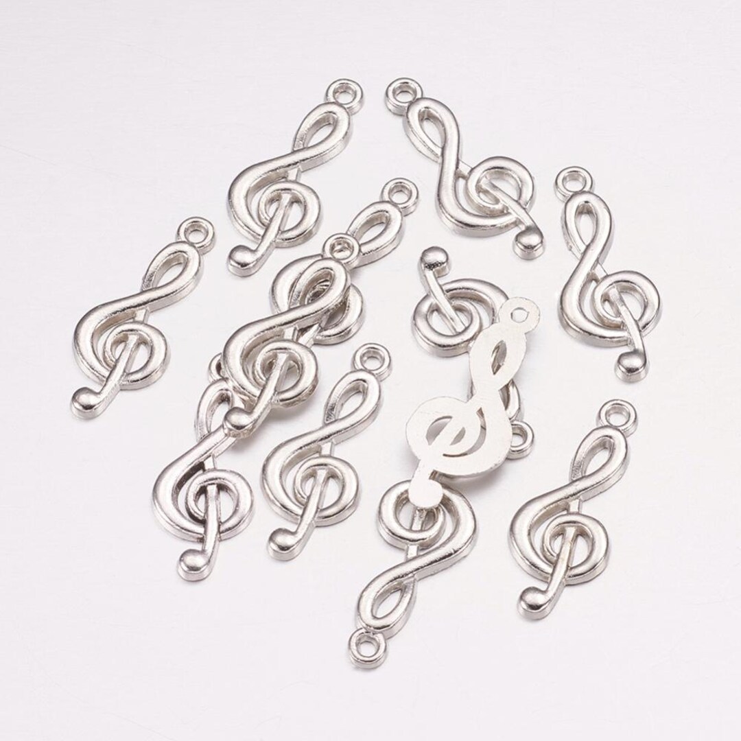 5 Musical Note Charms 26x10 Mm in Tibetan Silver - Etsy