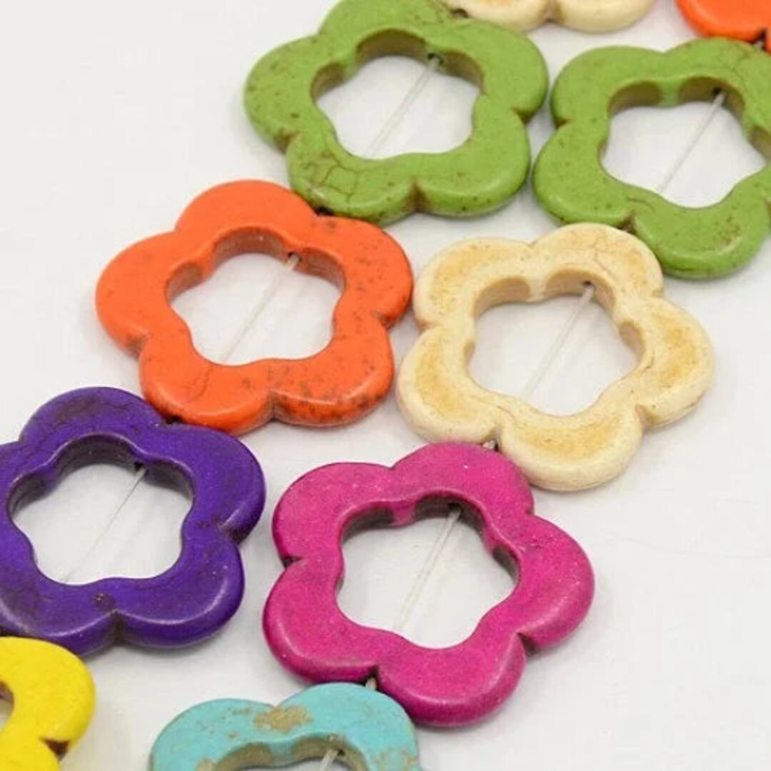 Set of 5 Flower Connector Beads in Howlite 18 Mm - Etsy