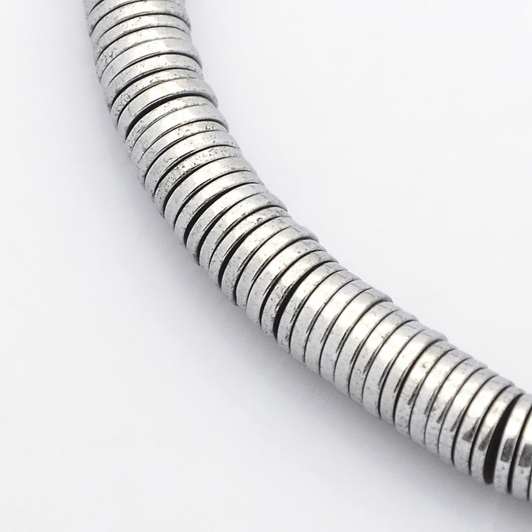 100 Hematite Heishi Beads, 6x1 Mm, Silver Color - Etsy Canada