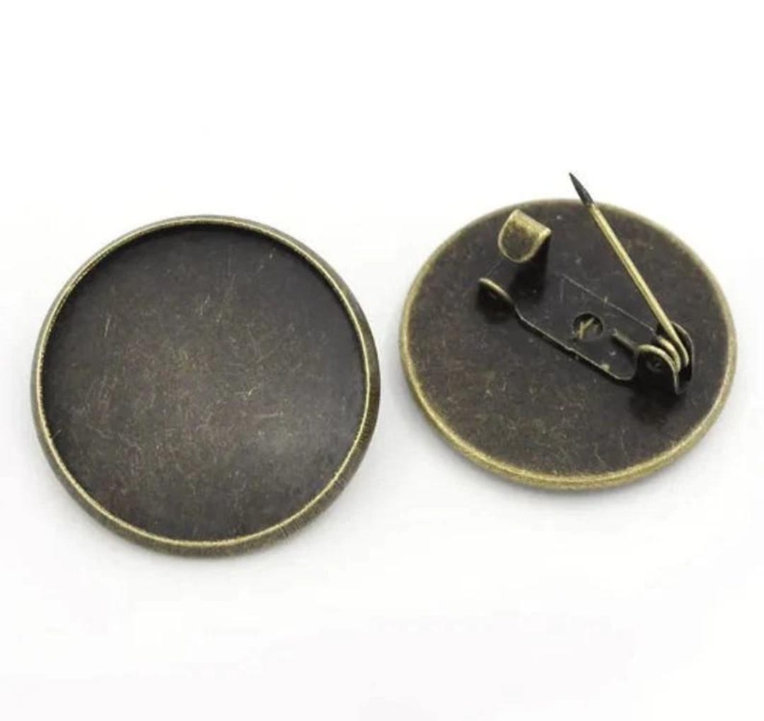 Set of 5 Bronze-colored Badge Pin Holders for 20 Mm Cabochon - Etsy