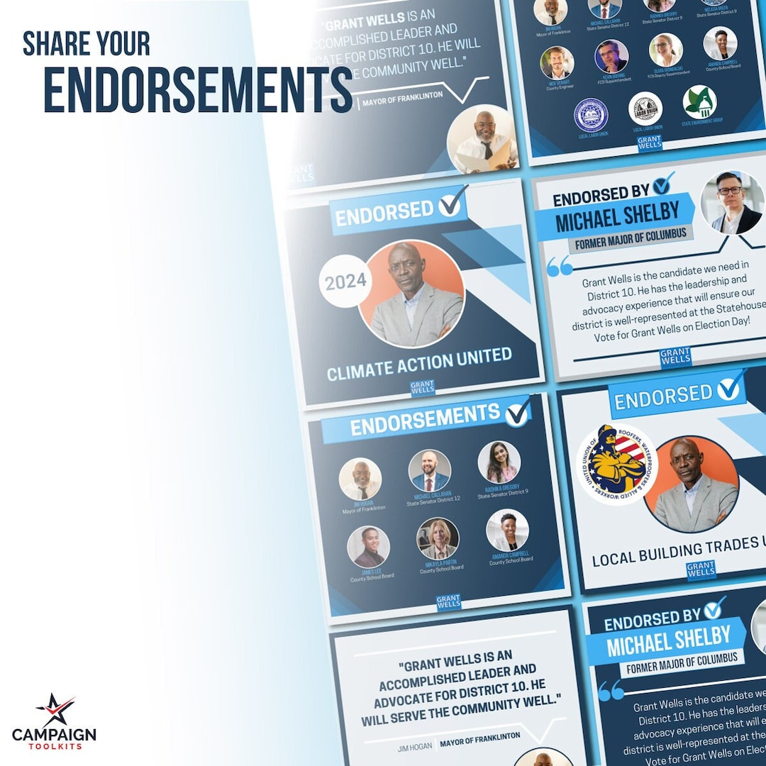 Endorsements - Political Campaign Graphic Templates - Etsy