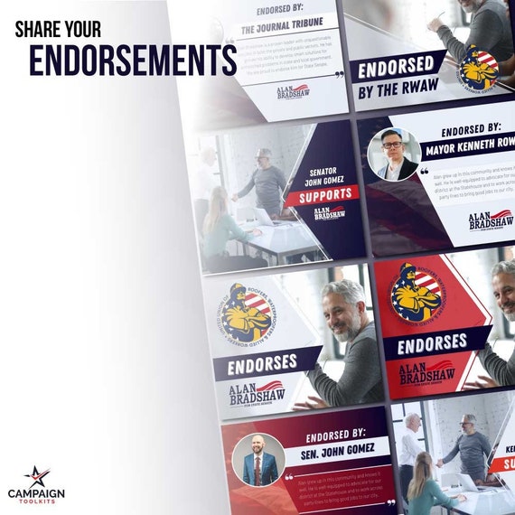 Endorsements Political Campaign Graphic Templates - Etsy