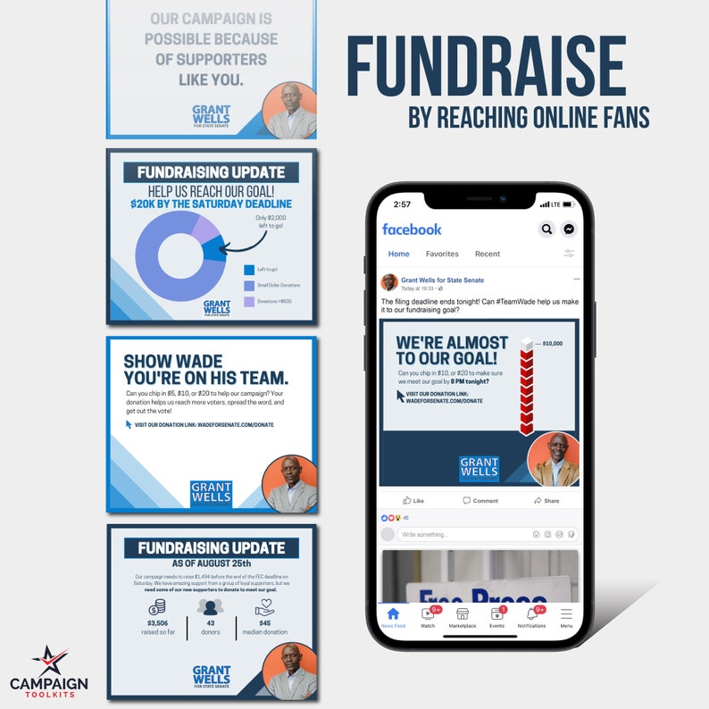Fundraising Social Media Templates - for Political Campaigns, Non ...