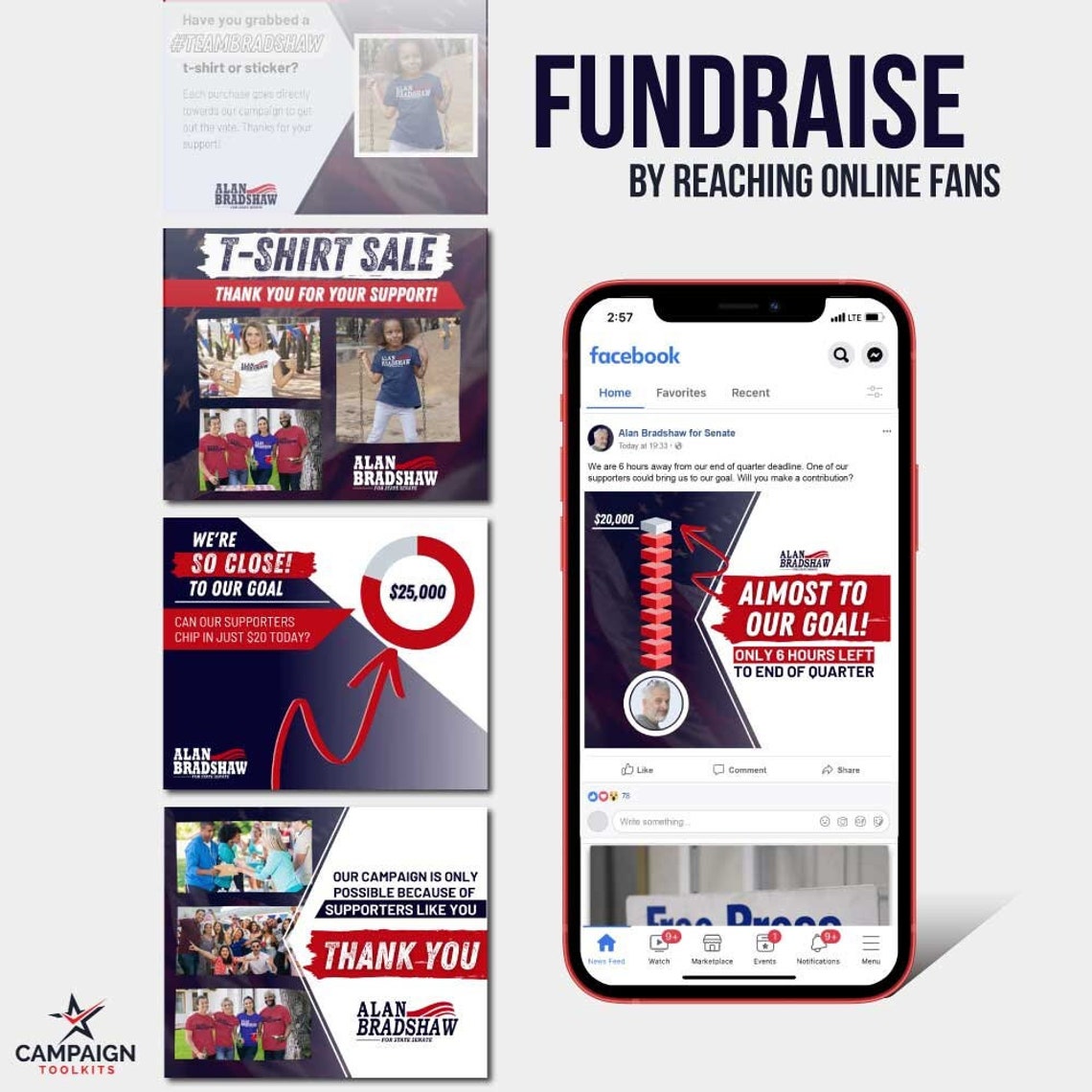 Fundraising Social Media Graphic Templates for Political Campaigns ...