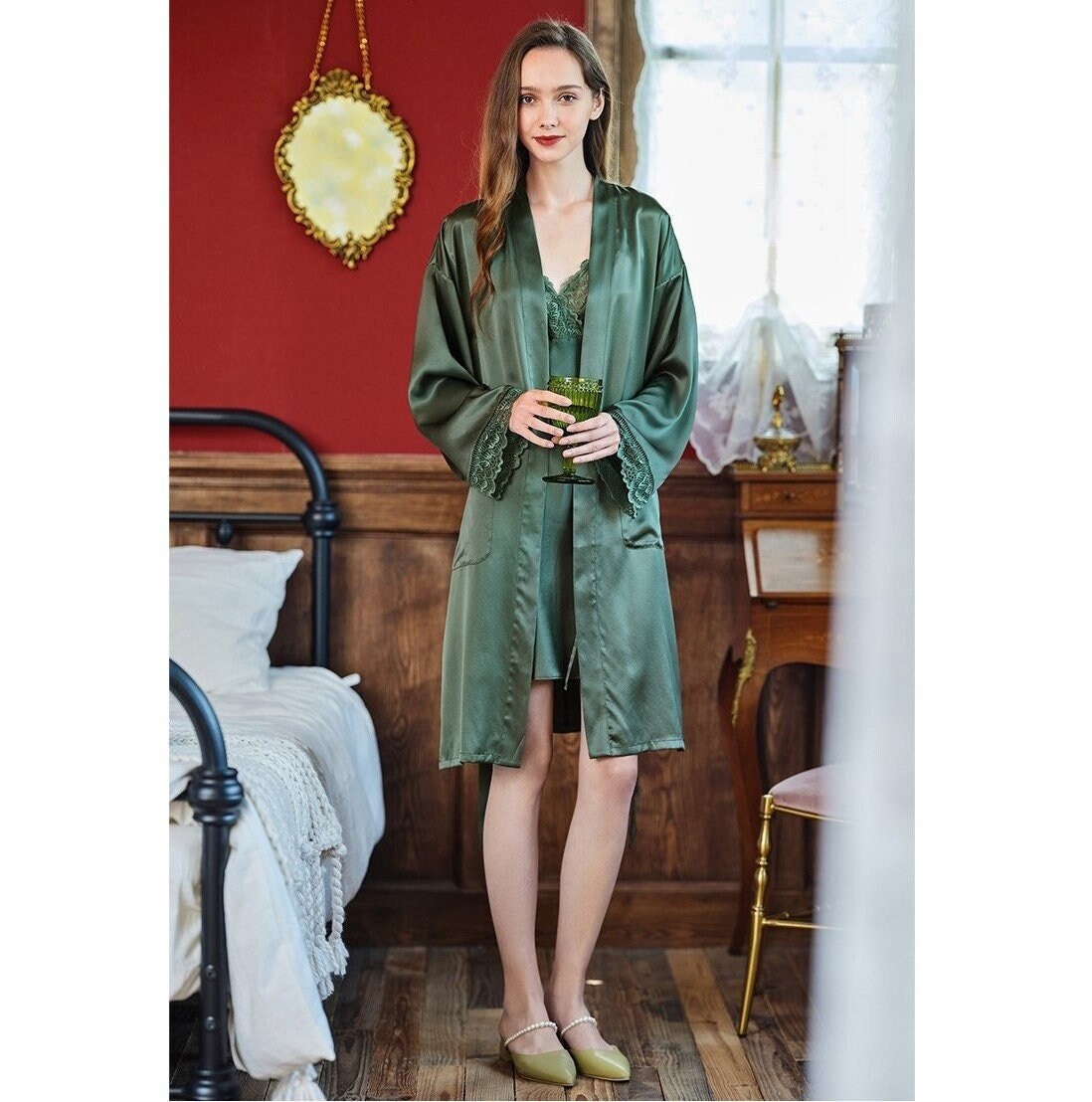 Green Silk Bathrobe