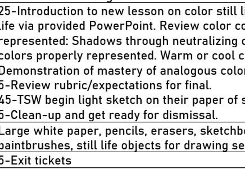 Color Still Life Painting Art Lesson Plan - Etsy