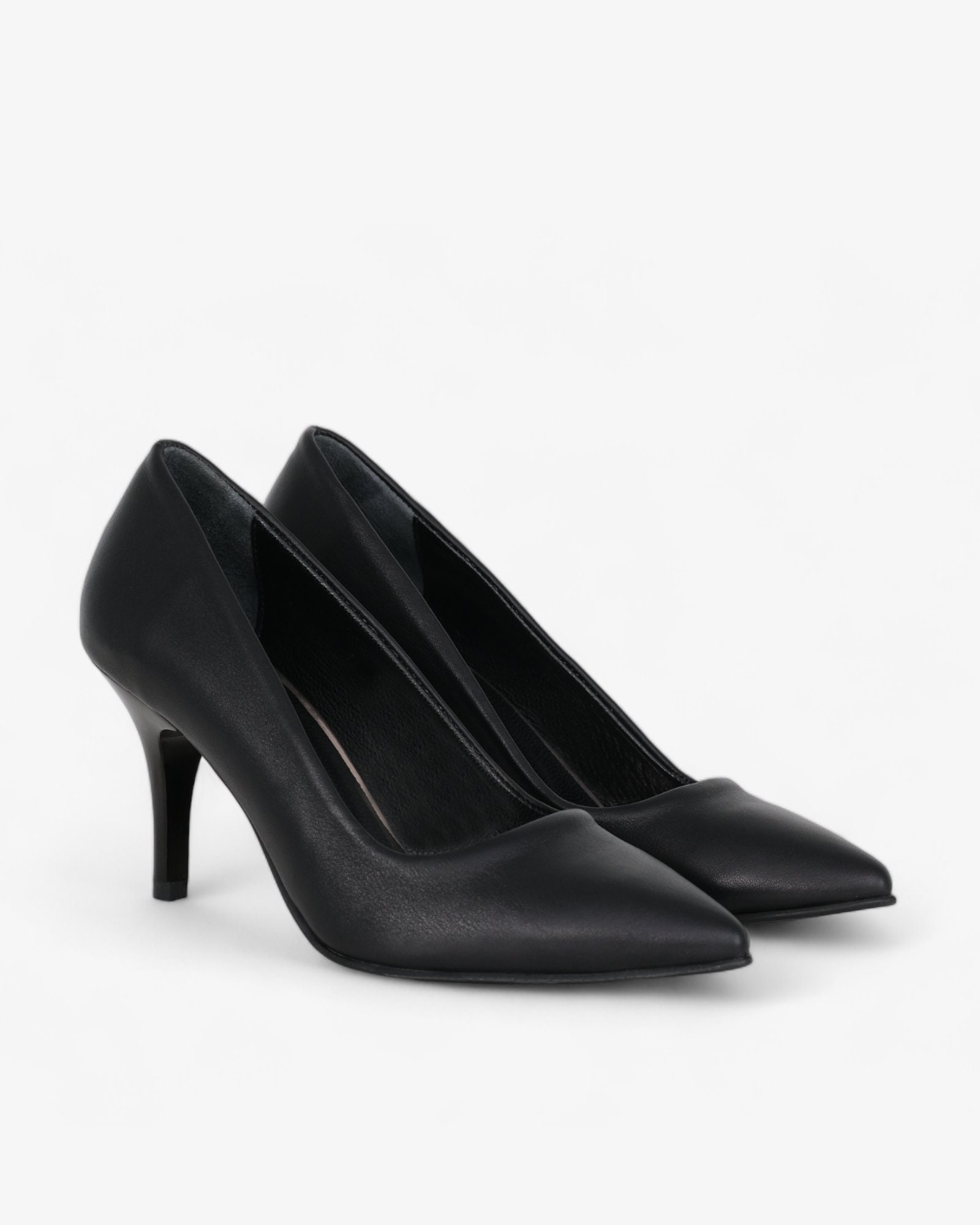Handmade Black Leather Stiletto – Pointed Toe Heel, Classic Work Shoe ...