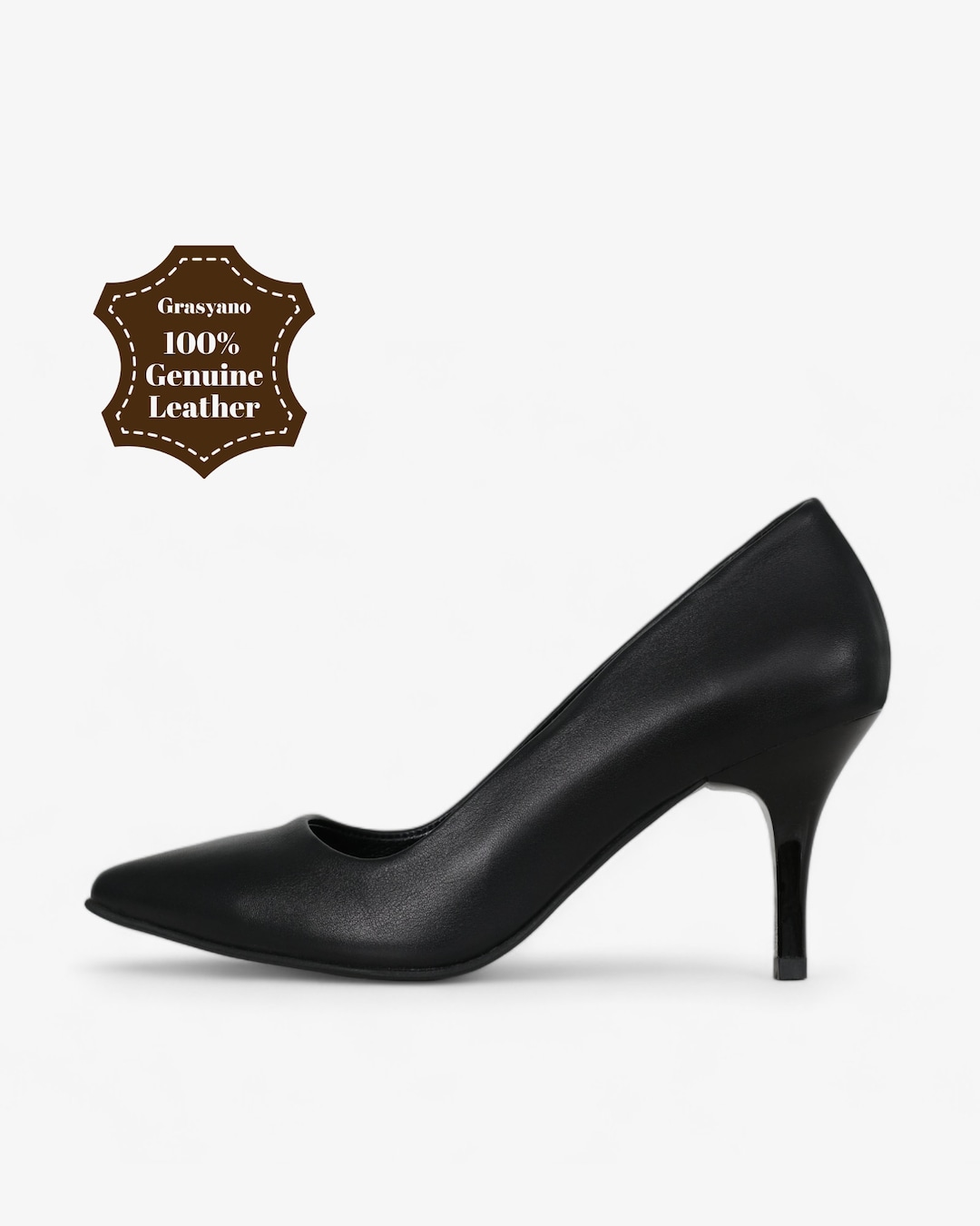 Handmade Black Leather Stiletto – Pointed Toe Heel, Classic Work Shoe ...