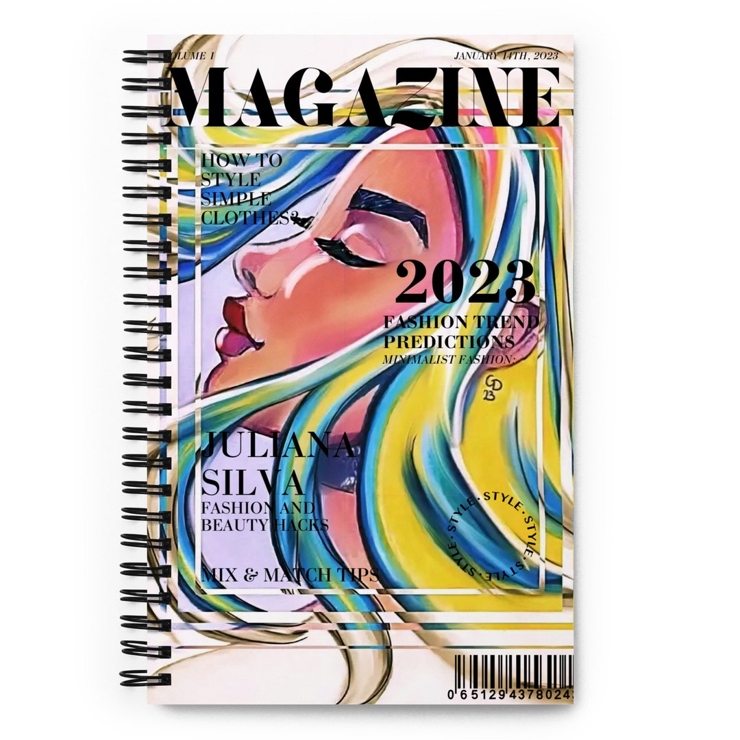 Fun Faux Magazine Cover Spiral Notebook, Dotted Pages - Etsy