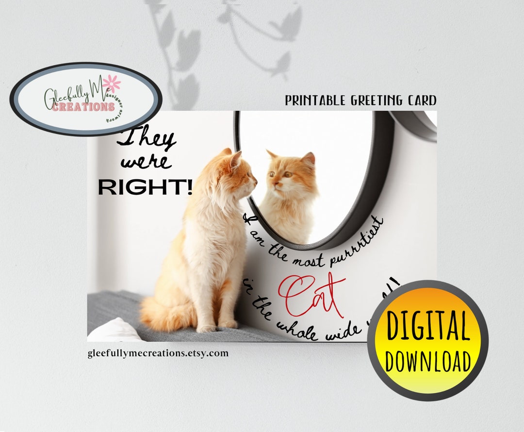 Funny Cat Printable Greeting Card, Cat Lover Gift (digital Download) - Etsy