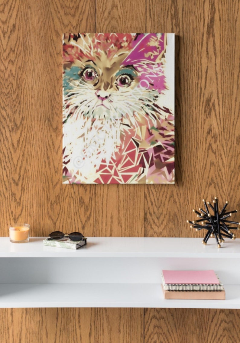 Polygon Cat Art Print, Designer Kitten Poster, Cat Lover Home Decor - Etsy