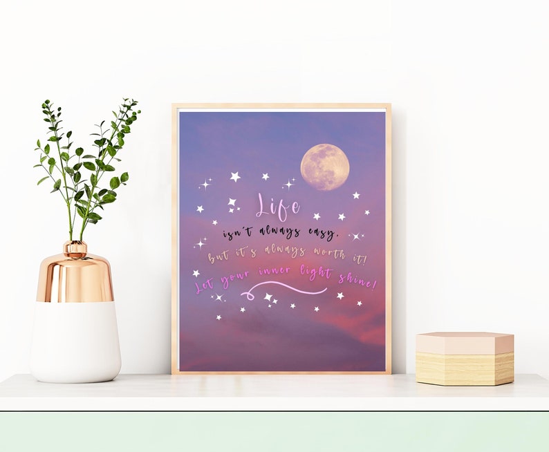 Framed Wall Art 'let Your Inner Light Shine,' Motivational Quote on ...