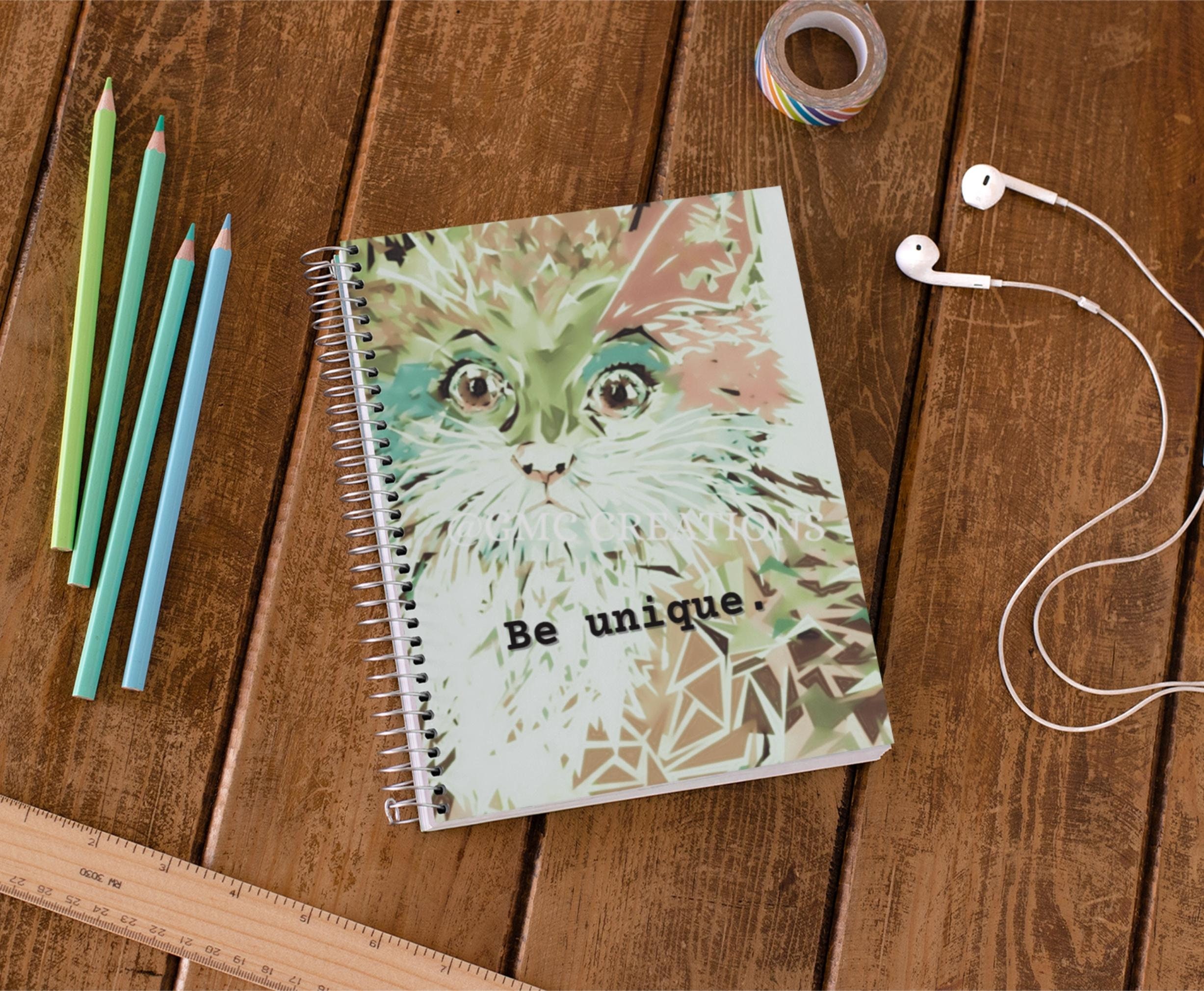 Spiral Notebook Polygon Art Cute Cat be Unique, Adorable Polygon Art ...