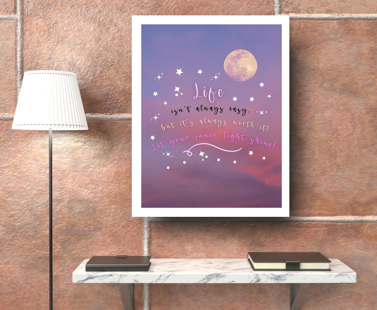 Framed Wall Art 'let Your Inner Light Shine,' Motivational Quote on ...
