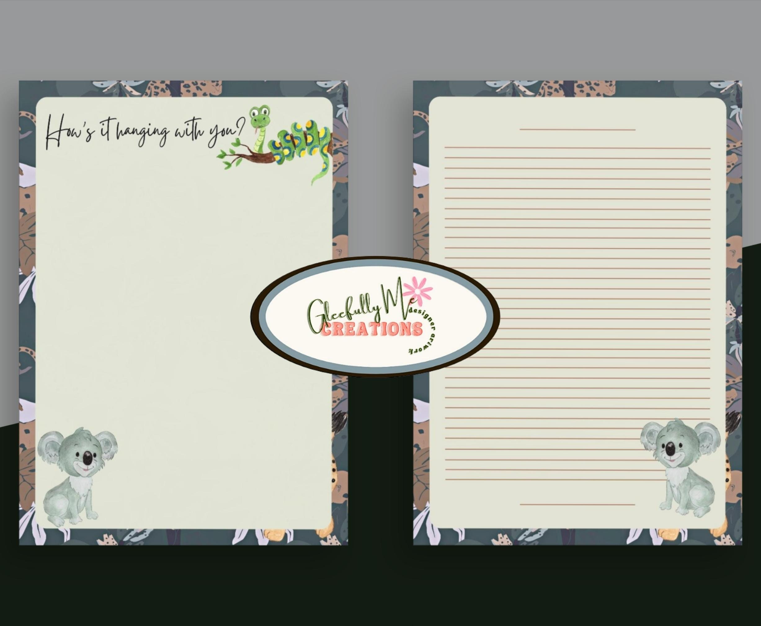 Printable Instant Access Designer Stationery Pack, Featuring Cute ...