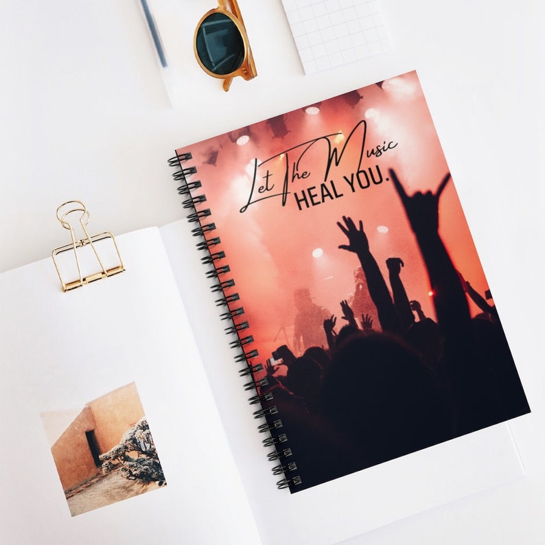 Spiral Notebook "let the Music Heal You," 118 Ruled Line Pages Designer ...