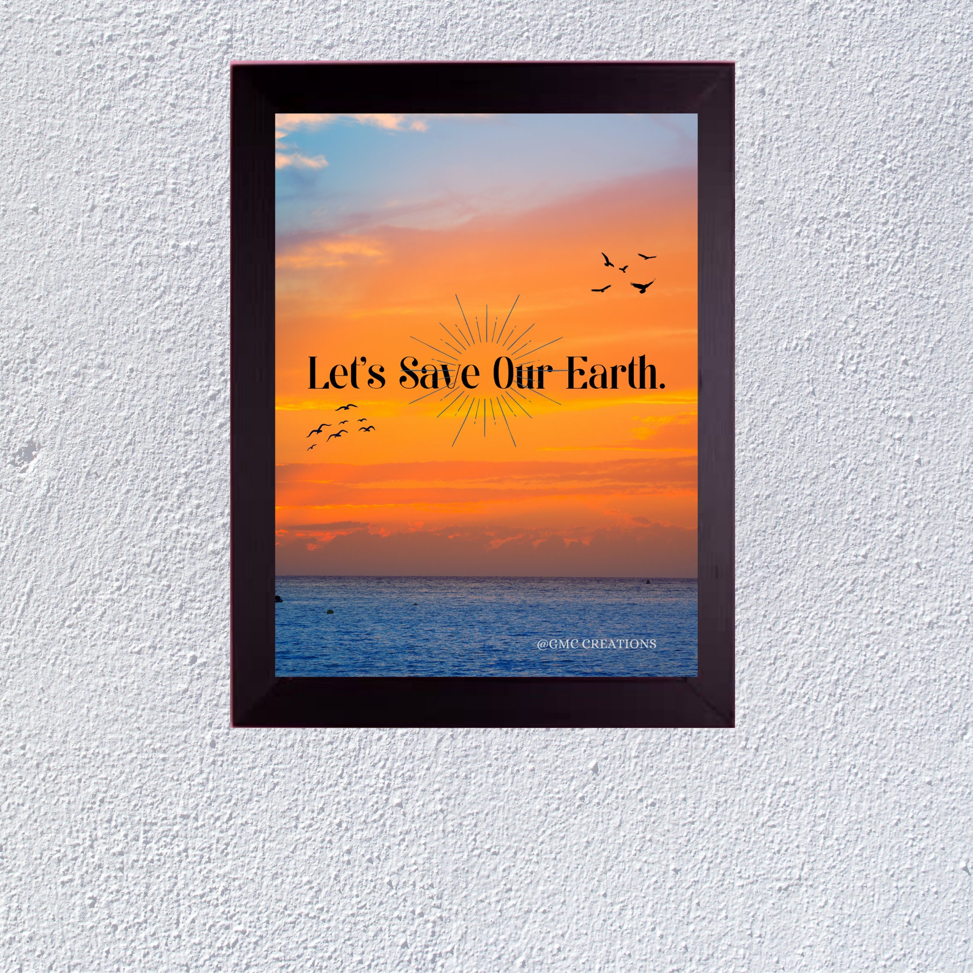 Digital Downloadable Earth Day Poster, Sunset Over Water Save the Earth ...