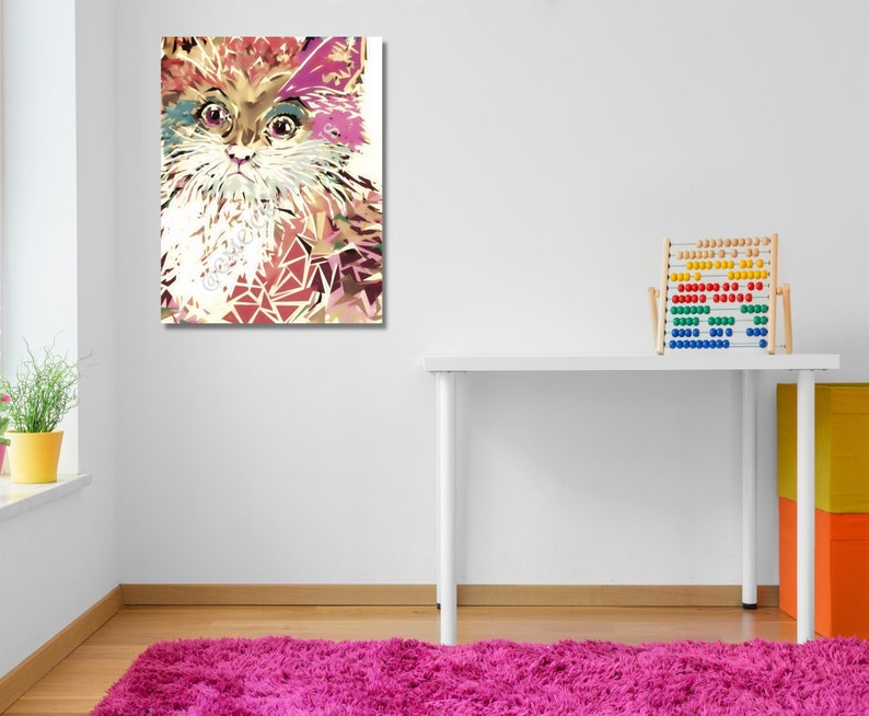 Polygon Cat Art Print, Designer Kitten Poster, Cat Lover Home Decor - Etsy
