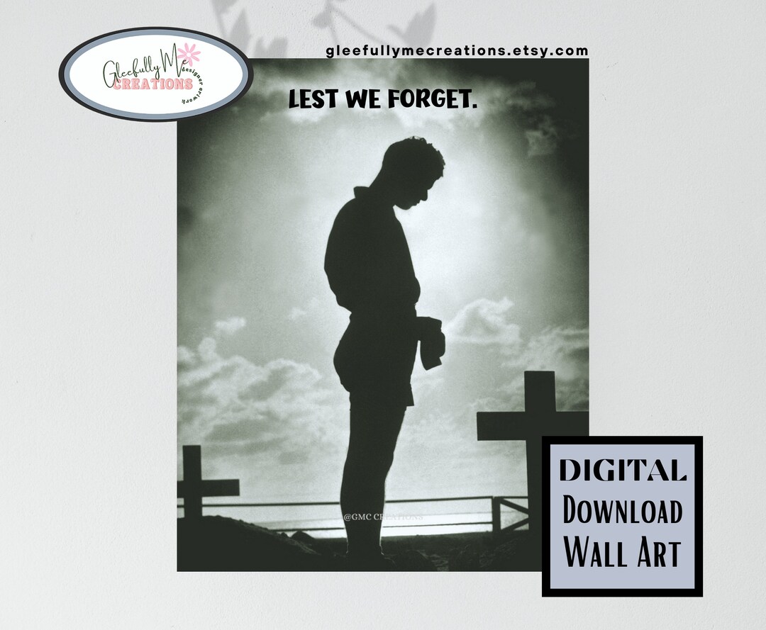 Digital Downloadable Memorial Day Print, Lest We Forget Printable ...
