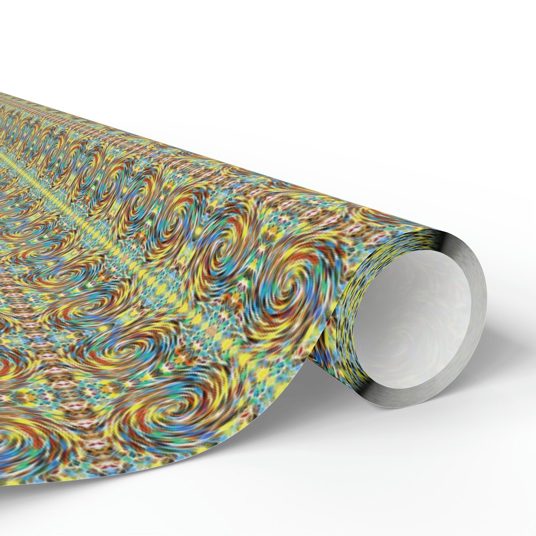 Psychedelic Swirl Gift Wrap, Vibrant Hypnotic Pattern Wrapping Paper ...