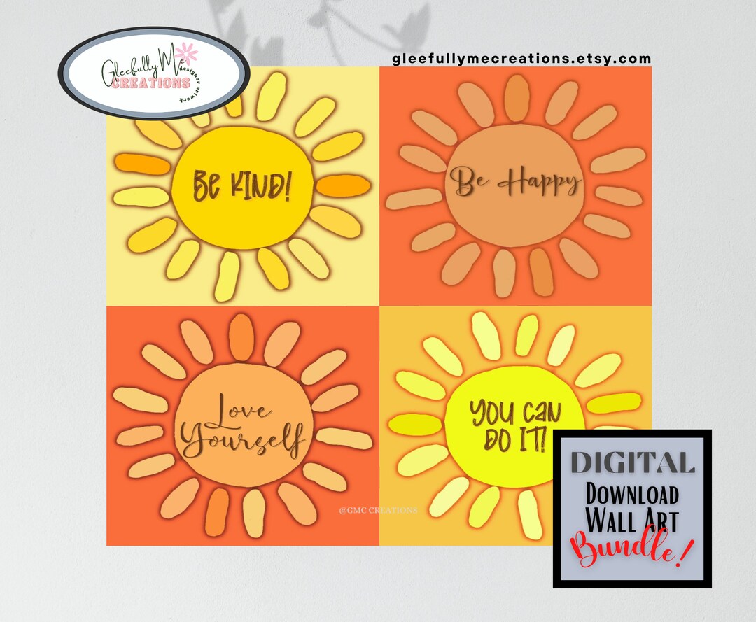 Digital Downloadable Sunny Affirmations Wall Art Collection, Bundle ...