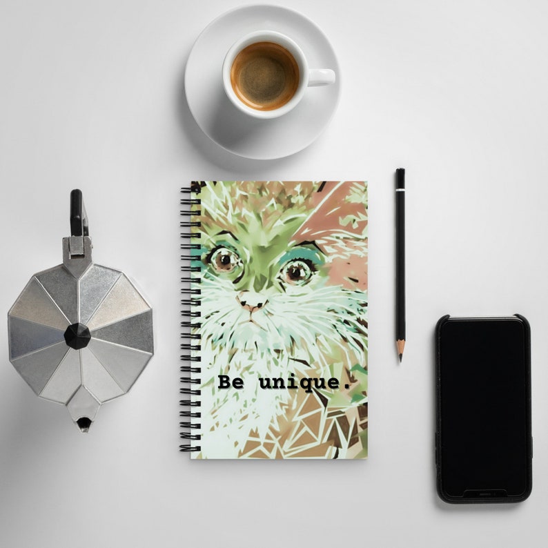 Spiral Notebook Polygon Art Cute Cat "be Unique," Adorable Polygon Art ...