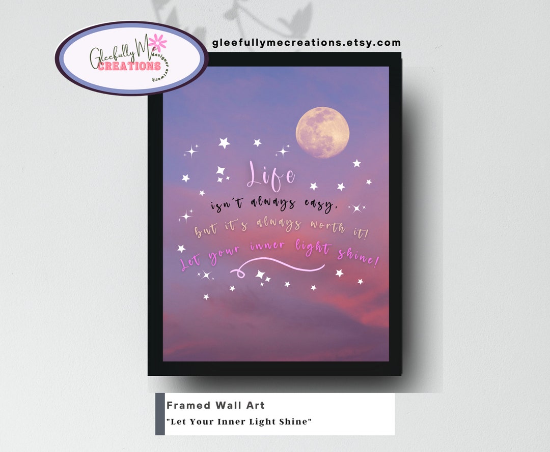 Framed Wall Art 'let Your Inner Light Shine,' Motivational Quote on ...