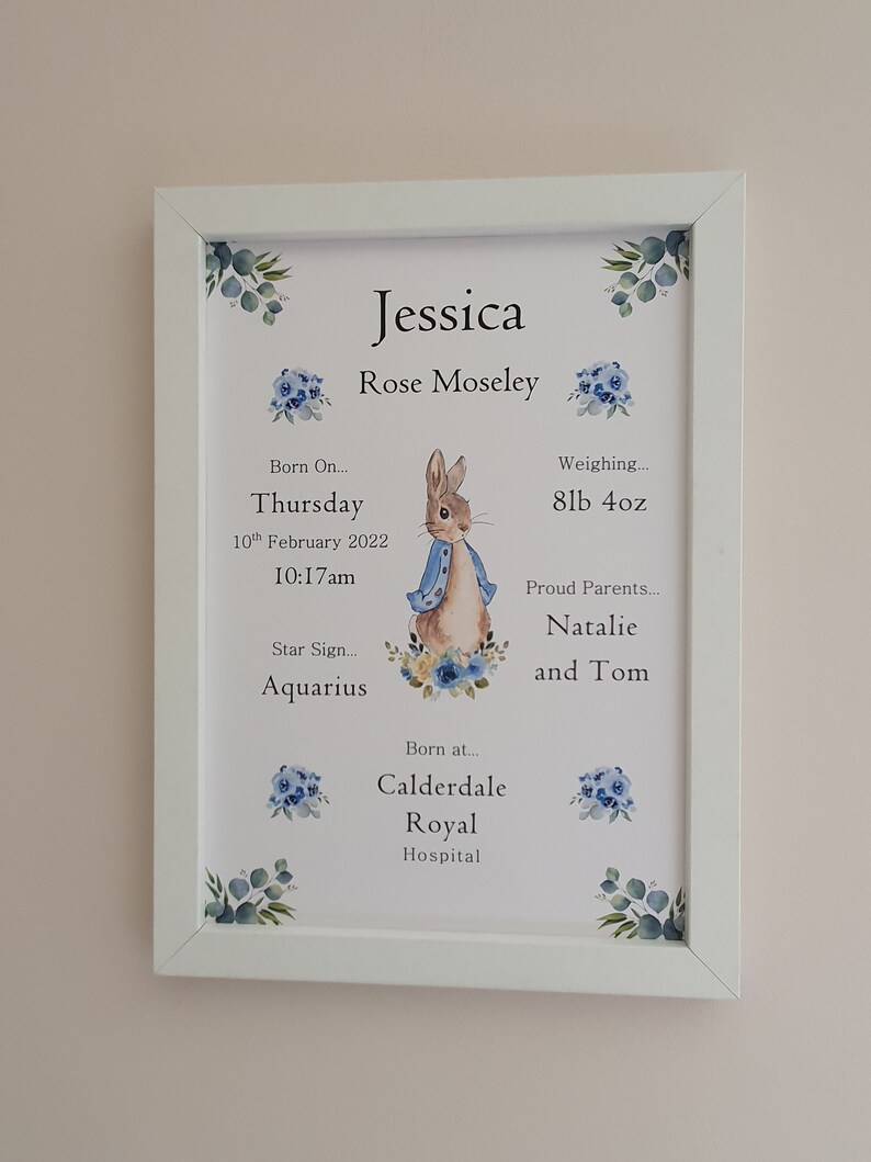 Peter Rabbit Baby Birth Detail Print, New Baby Gift, Beatrix Potter ...