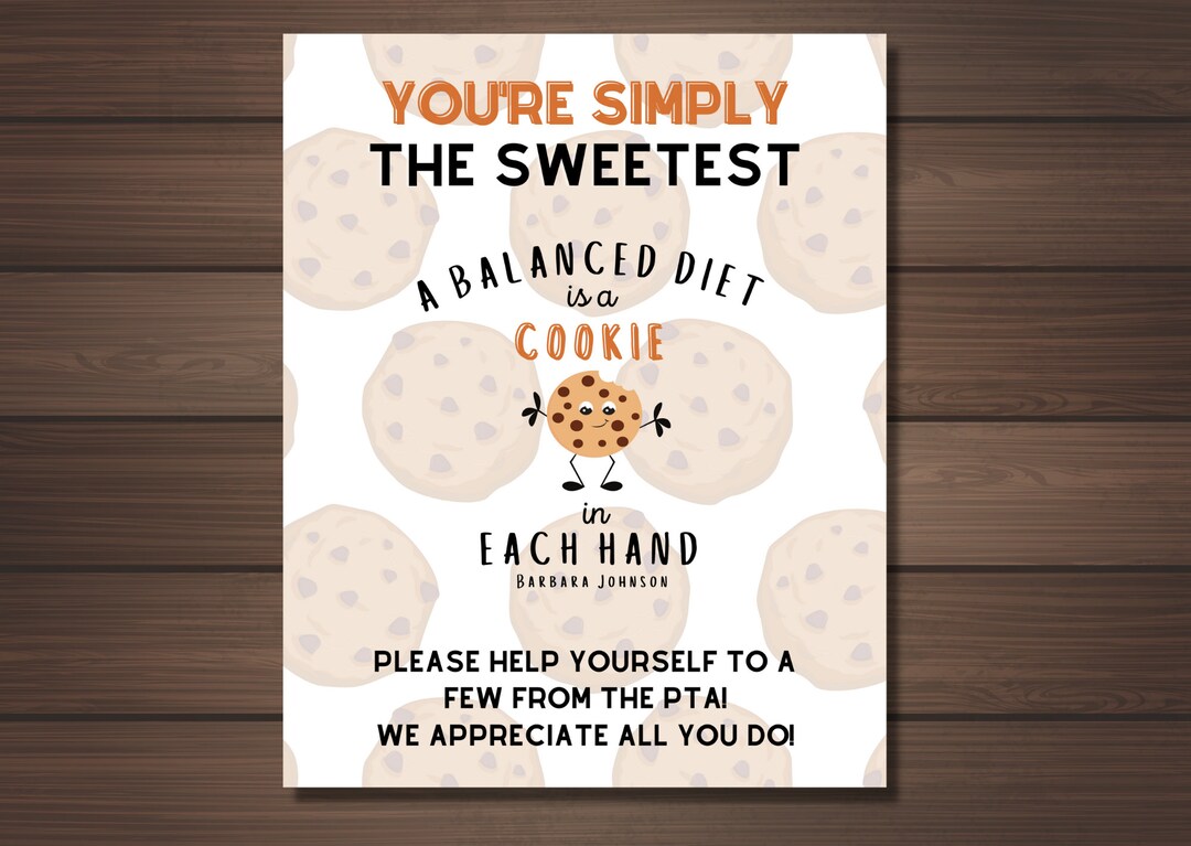 Teacher and Staff Appreciation Week Cookie Party Sign DIGITAL - Etsy