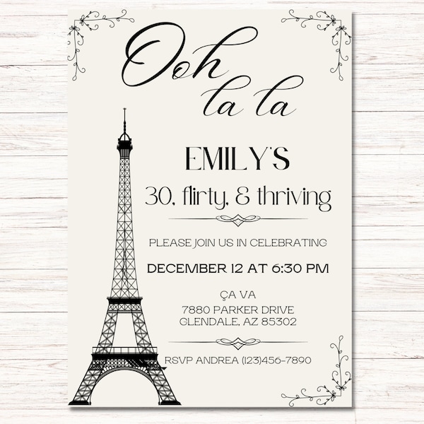 Eiffel Tower Birthday Invitation - Etsy