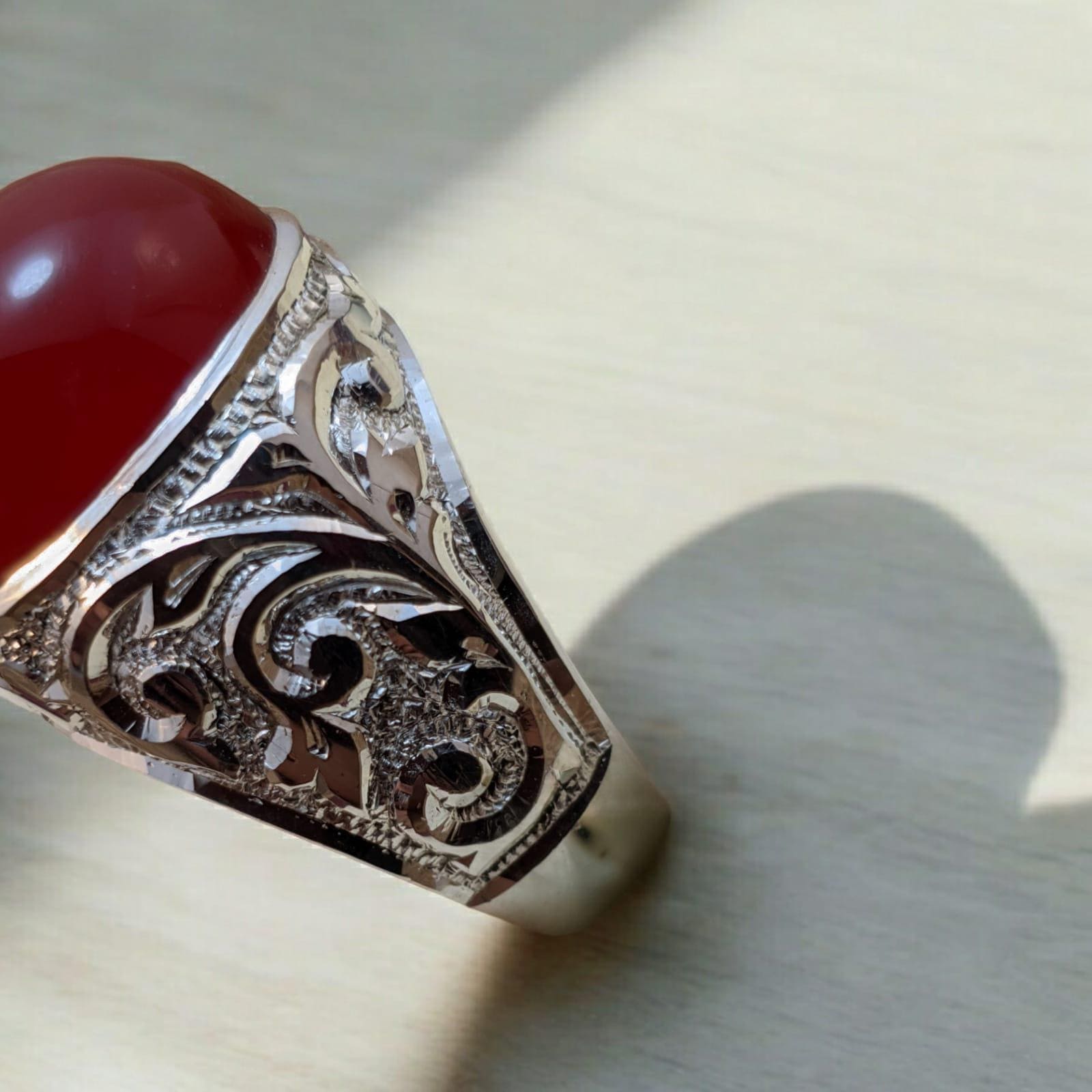 Mens Real Red Aqeeq Agate Carnelian Ring - Etsy