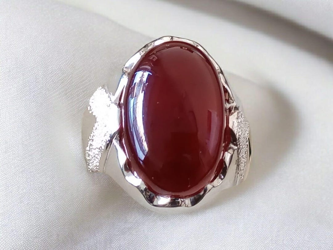 Natural Aqeeq Ring for Men Sterling Silver 925 - Etsy