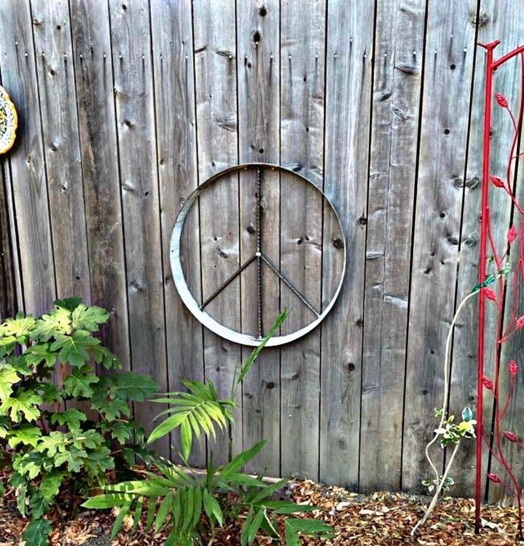 Free Shipping Wine Barrel Hoop Rebar Peace Sign Wedding Gift Indoor ...