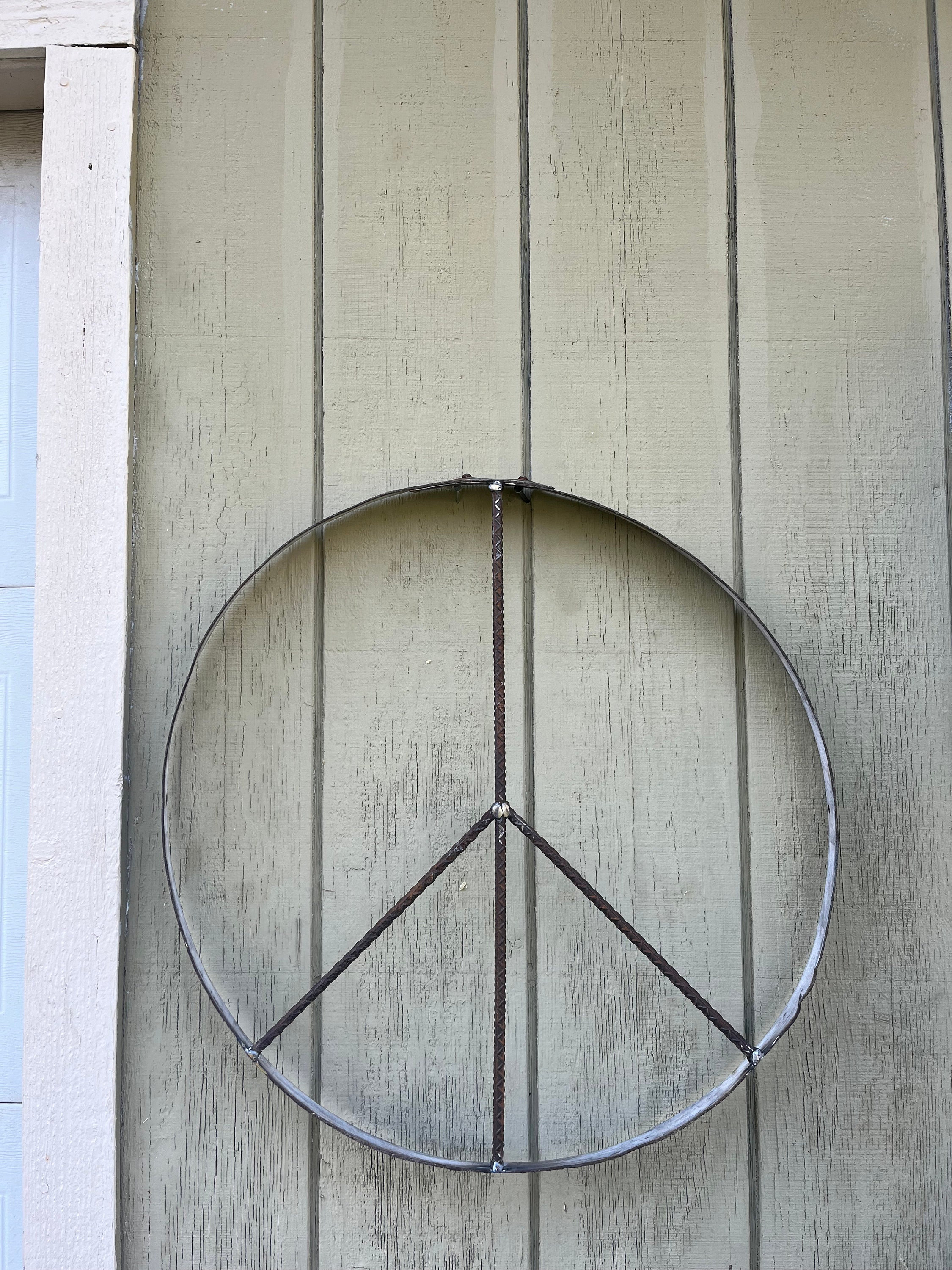 Free Shipping Wine Barrel Hoop Rebar Peace Sign Wedding Gift Indoor ...