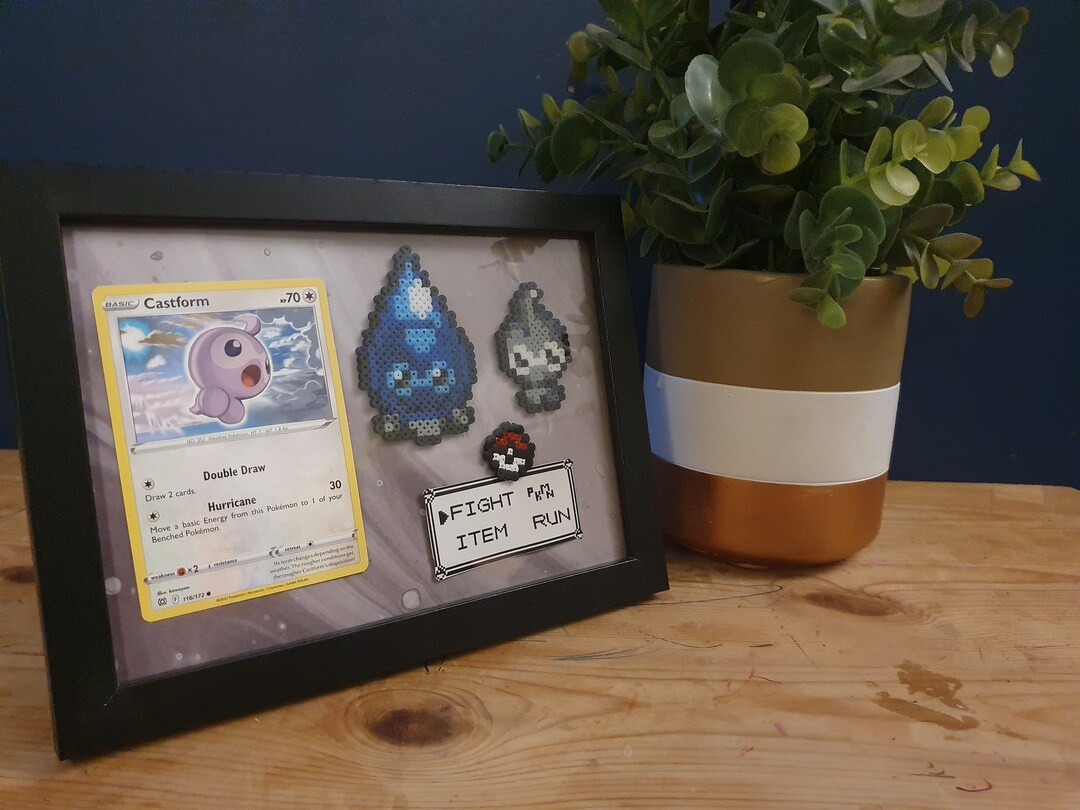 Handmade Castform Pokémon Pixel Art Framed Picture With TCG - Etsy