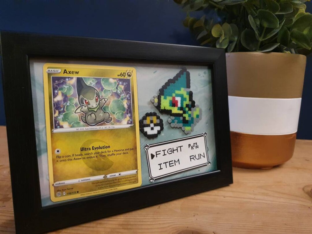 Handmade Axew Pokémon Pixel Art Framed Picture With TCG Card - Etsy