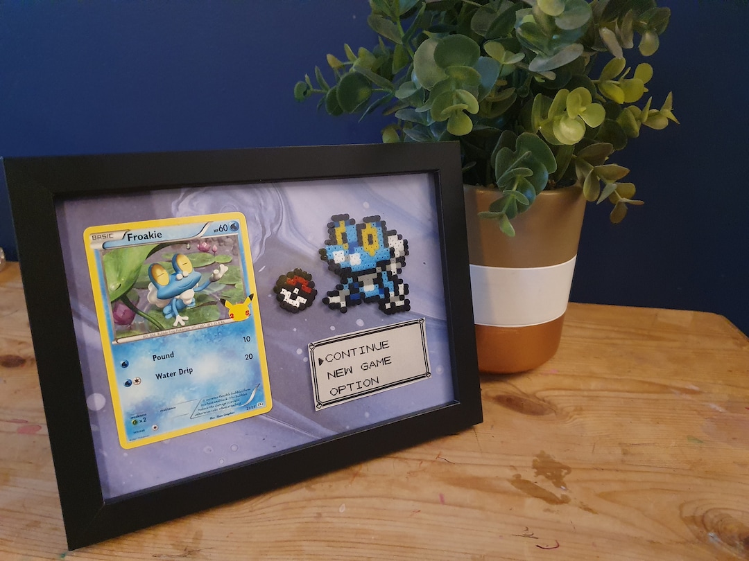 Handmade Froakie Pokémon Pixel Art Framed Picture With TCG Card - Etsy