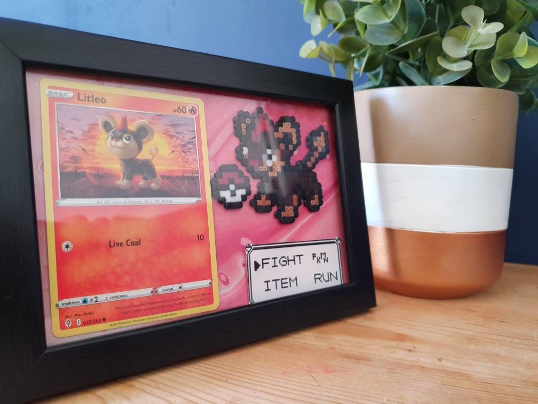 Handmade Litleo Pokémon Pixel Art Framed Picture With TCG Card - Etsy ...